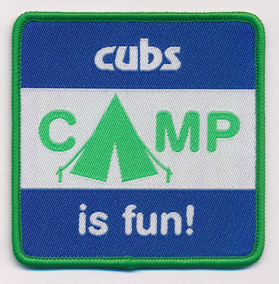 Cub Scouts 'Cubs Camp is Fun!' Fun Badge 7 x 7cms Winter Sale