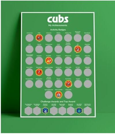 Cub Scouts A3 Scratch Off Badge Achievement Poster