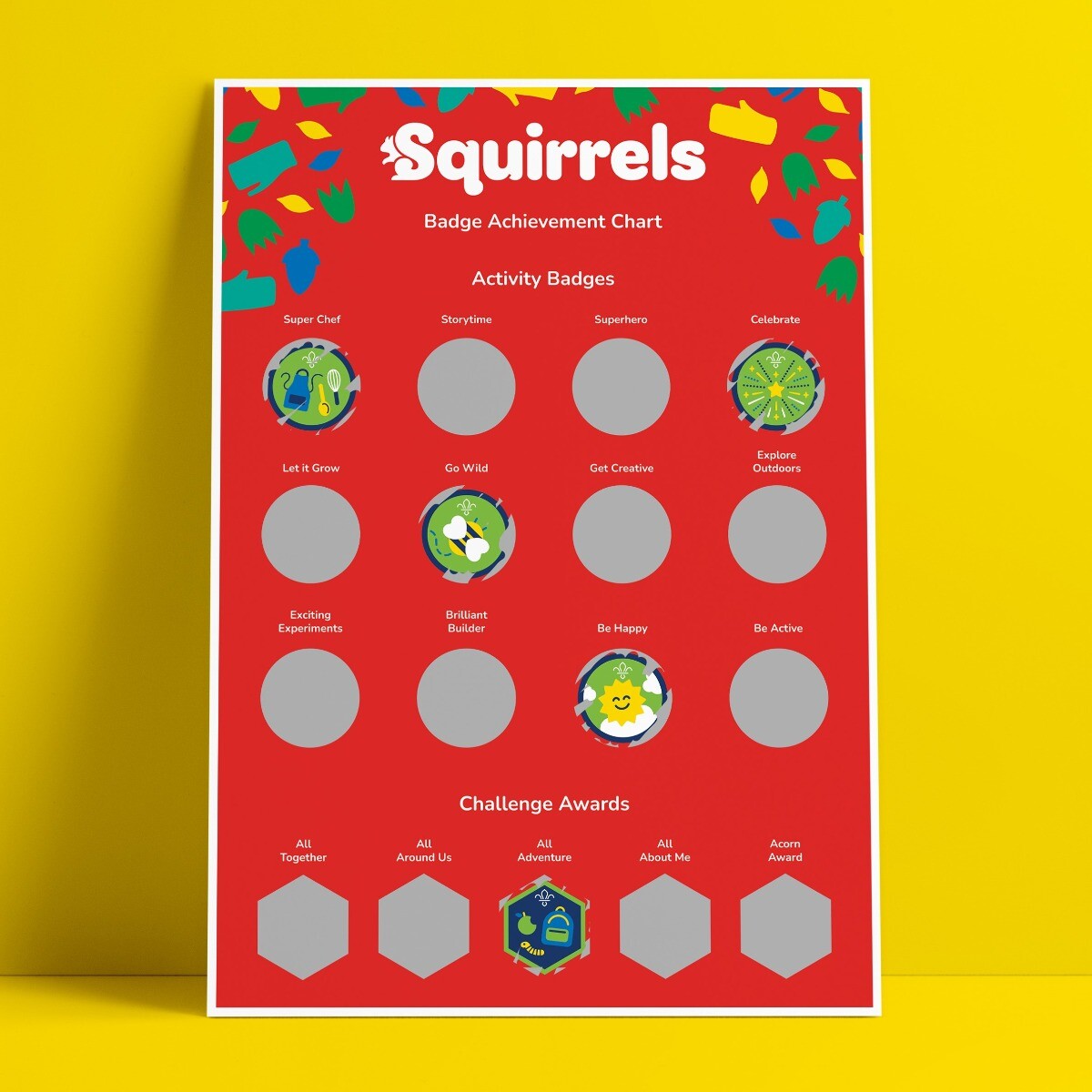 Squirrel Scouts A3 Scratch Off Badge Achievement Poster