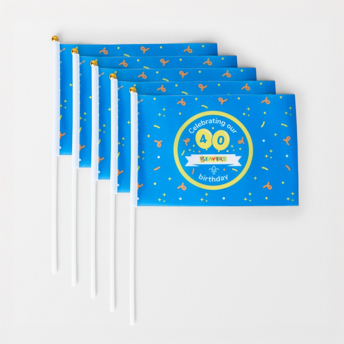 Beavers 40th Birthday Mini Flags 5 Pack