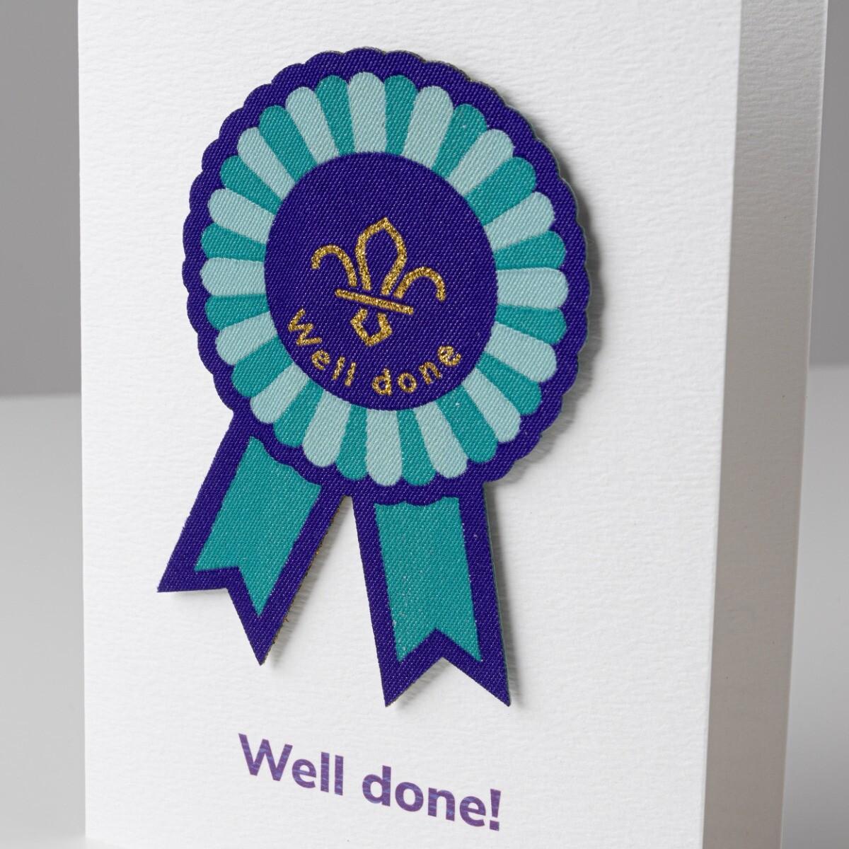 Scouts 'Well done' Card with Woven Badge and Envelope | Scouts Gifts
