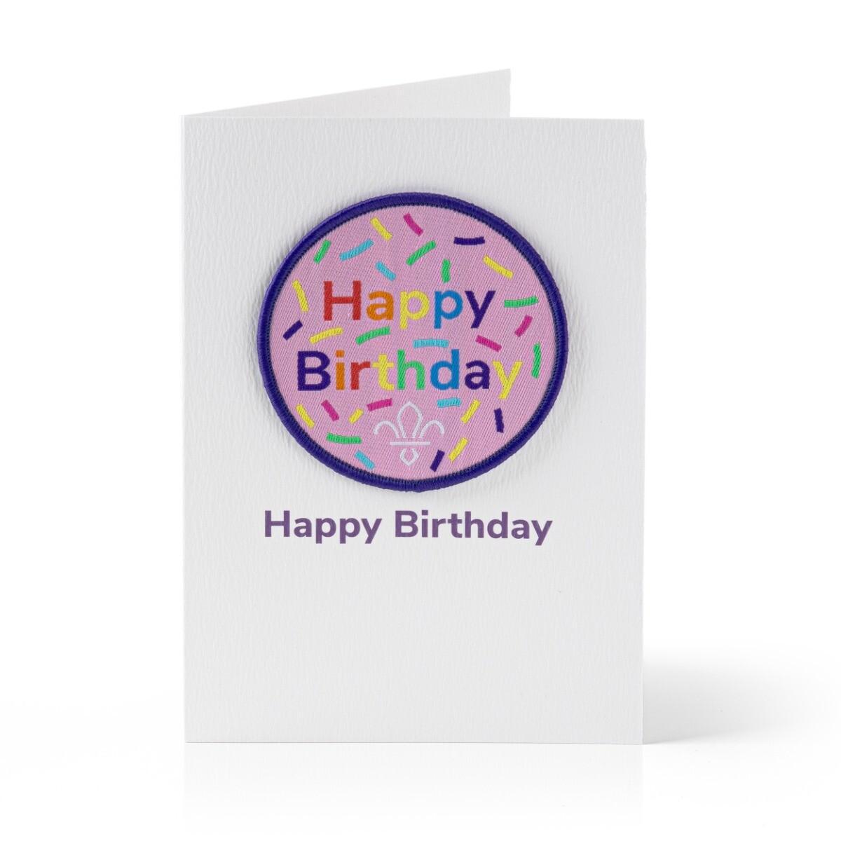 Scouts Happy Birthday Card with Woven Badge and Envelope | Scouts Gifts