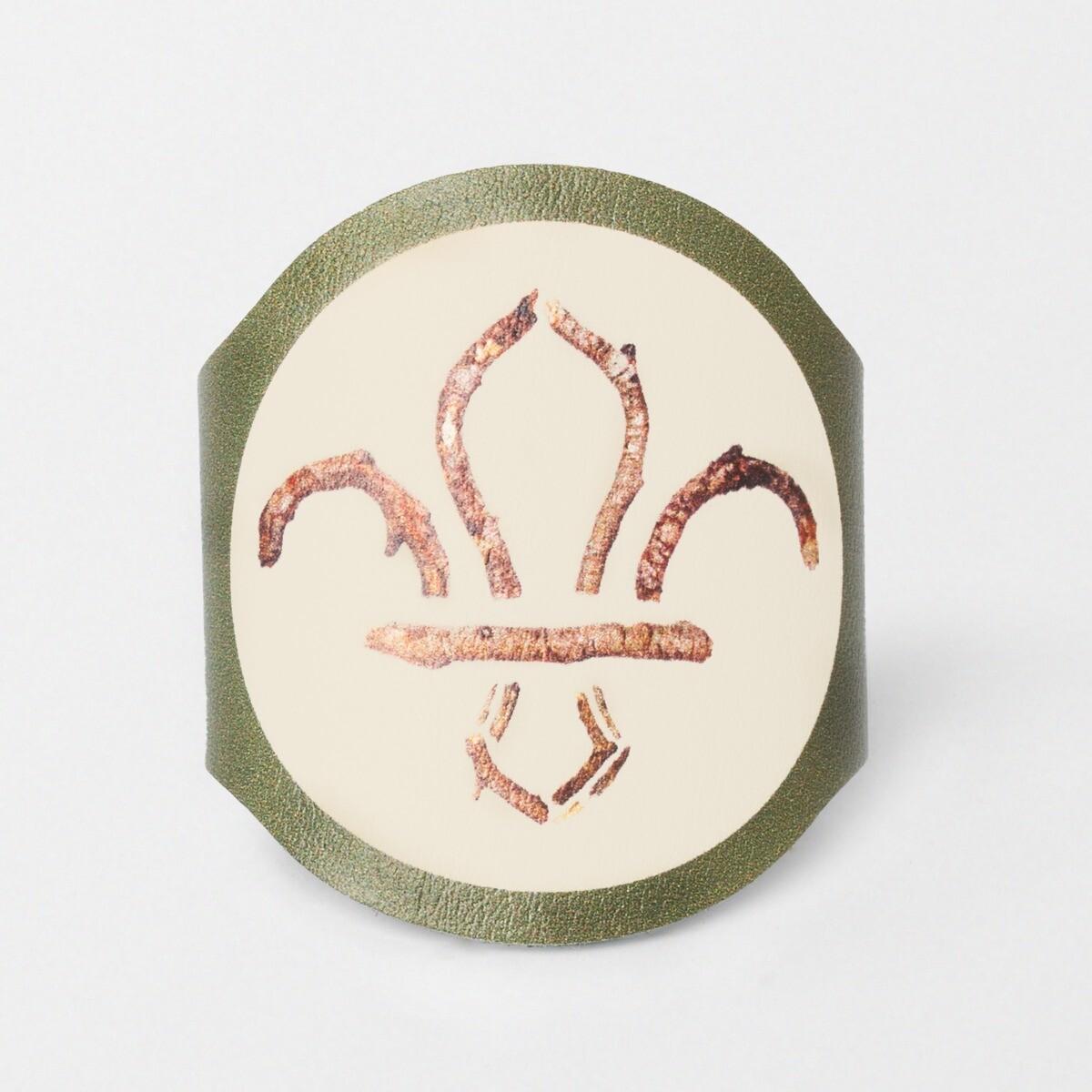 Scouts Woggle | Sticks Fleur de Lis Design | PU Leather