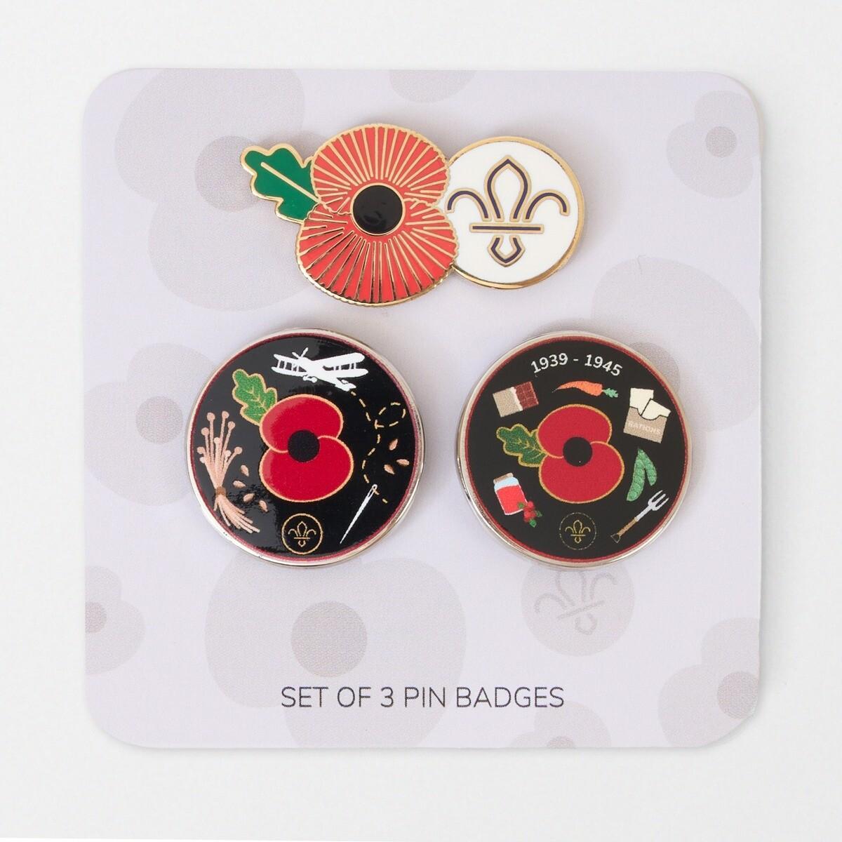 Poppy (RBL) & Scouts Set of 3 Pin Badges | Scout Store