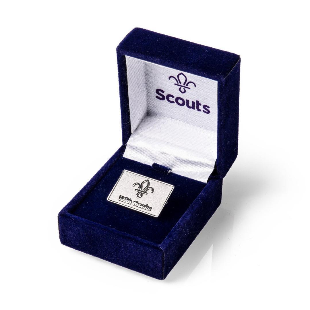 Scouts With Thanks Solid 925 Sterling Silver Badge in Presentation Box