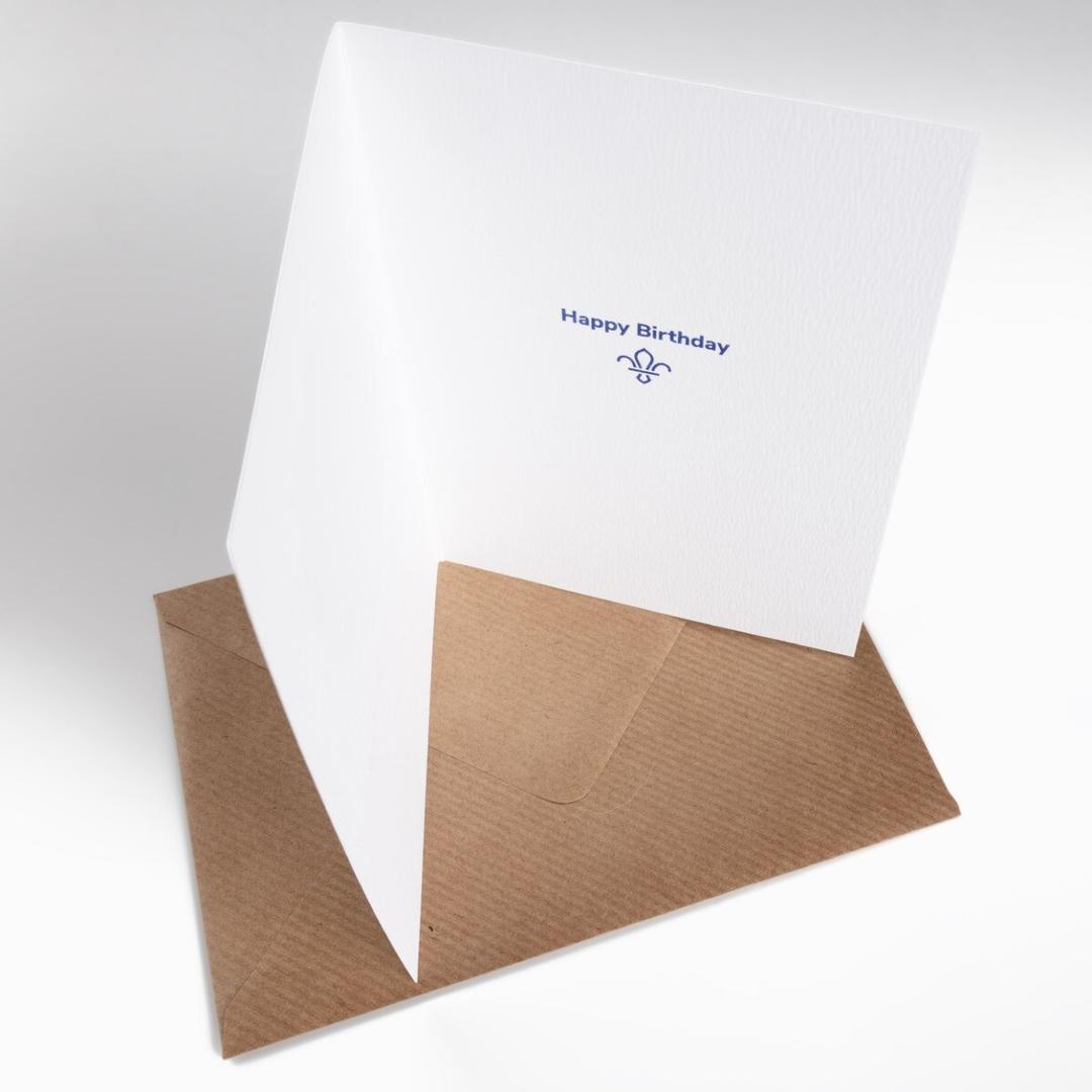 Scouts Happy Birthday Card with Woven Badge and Envelope | Scouts Gifts