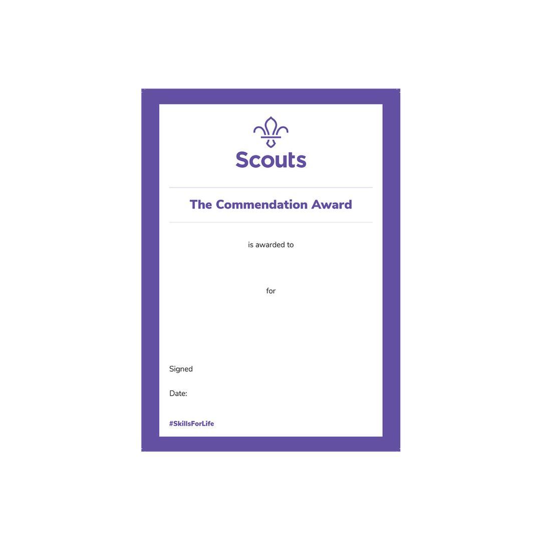 The Scouts Commendation Award Certificate - Pack of 10