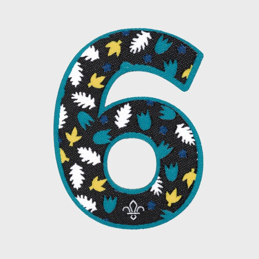 Iron-On Number Badge - 6 | Numerical Badge / Patch Scouts Sections