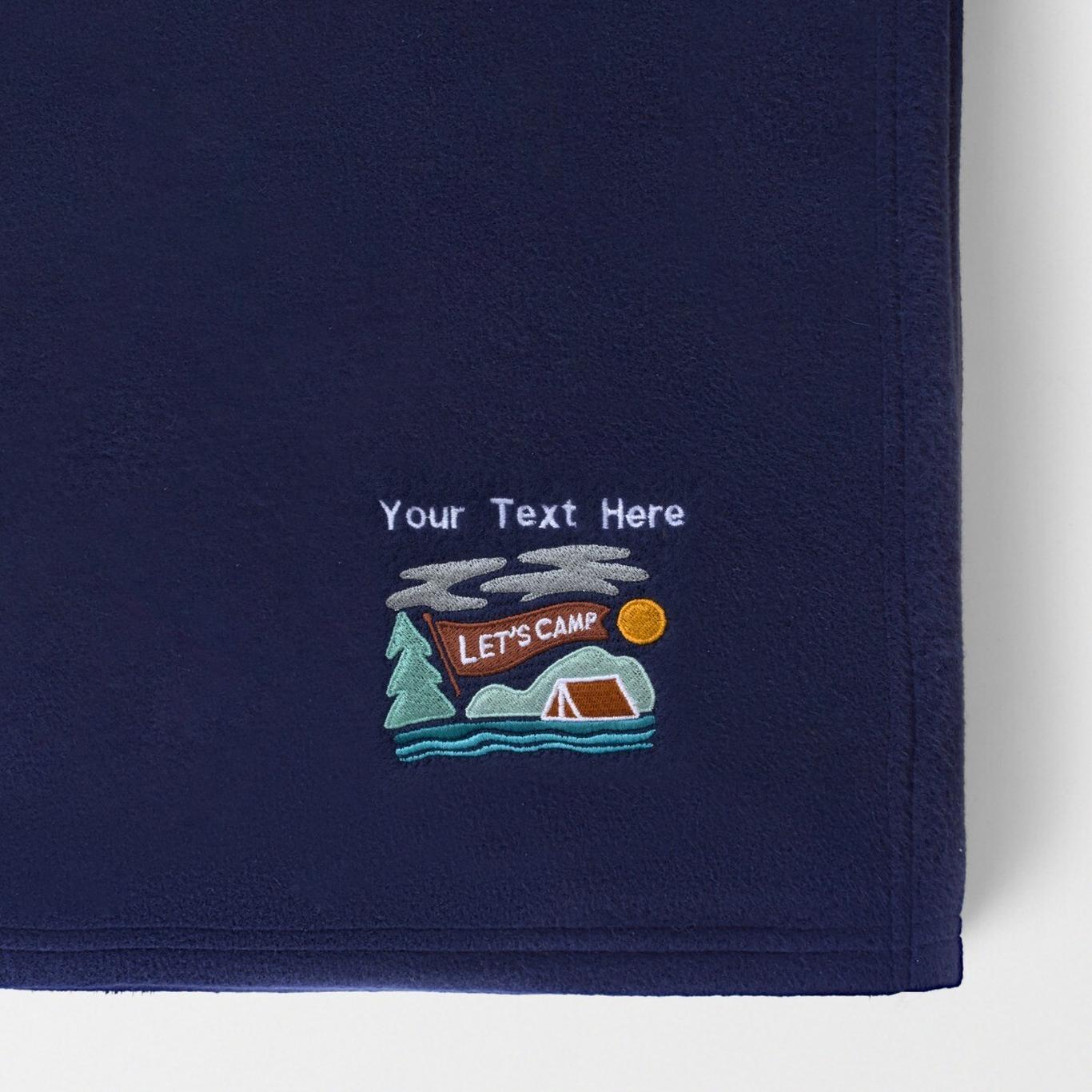 Personalised Let's Camp Embroidered Fleece Blanket | Personalised Blanket