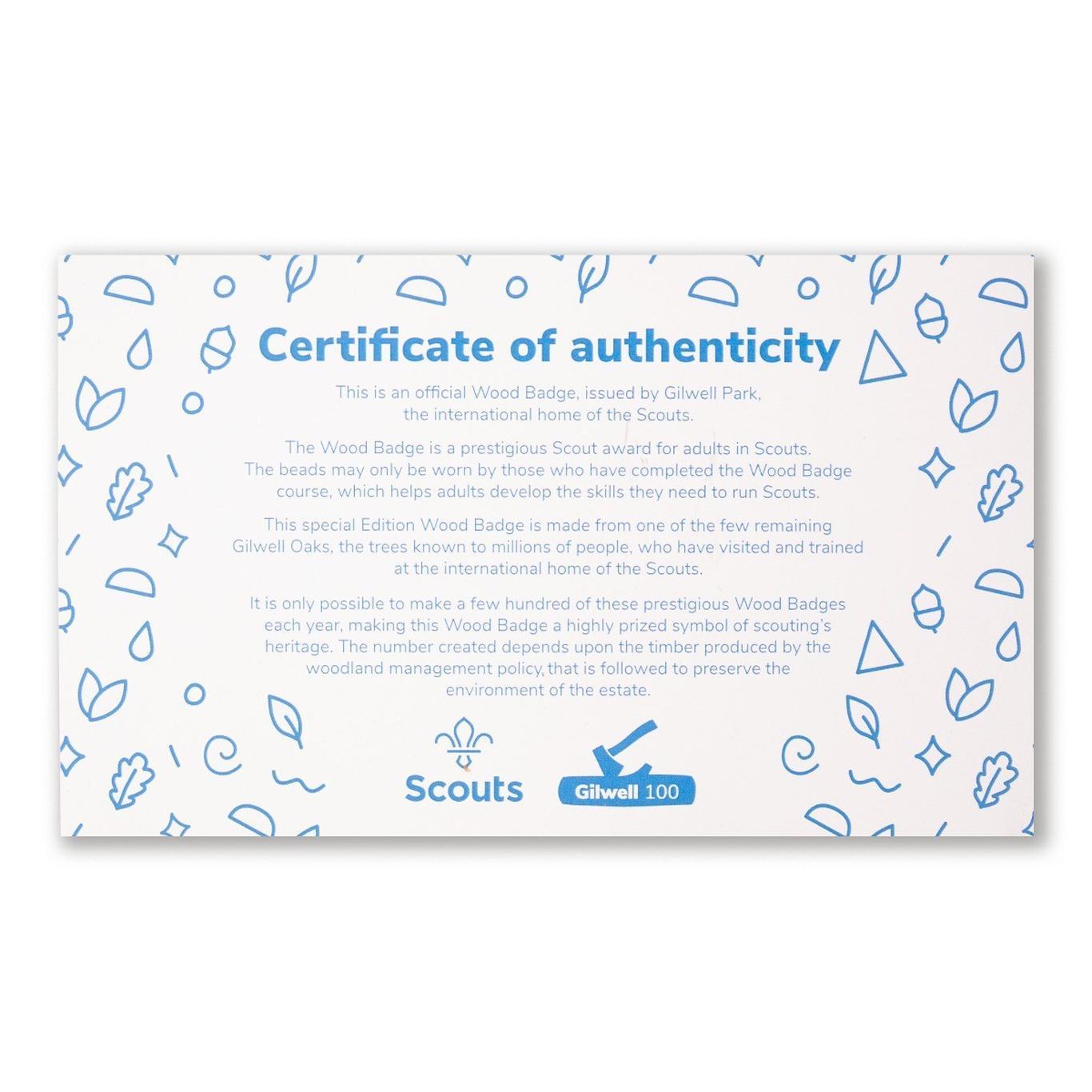 Gilwell Park Scouting Oak Wood Badge 2 Beads in Box