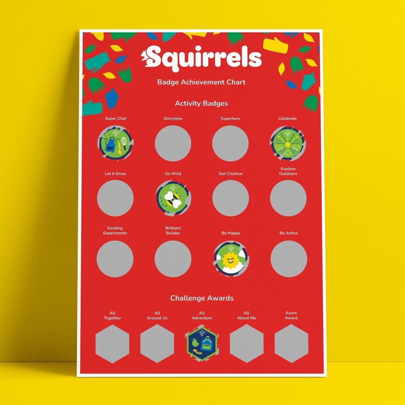 Squirrel Scouts A3 Scratch Off Badge Achievement Poster