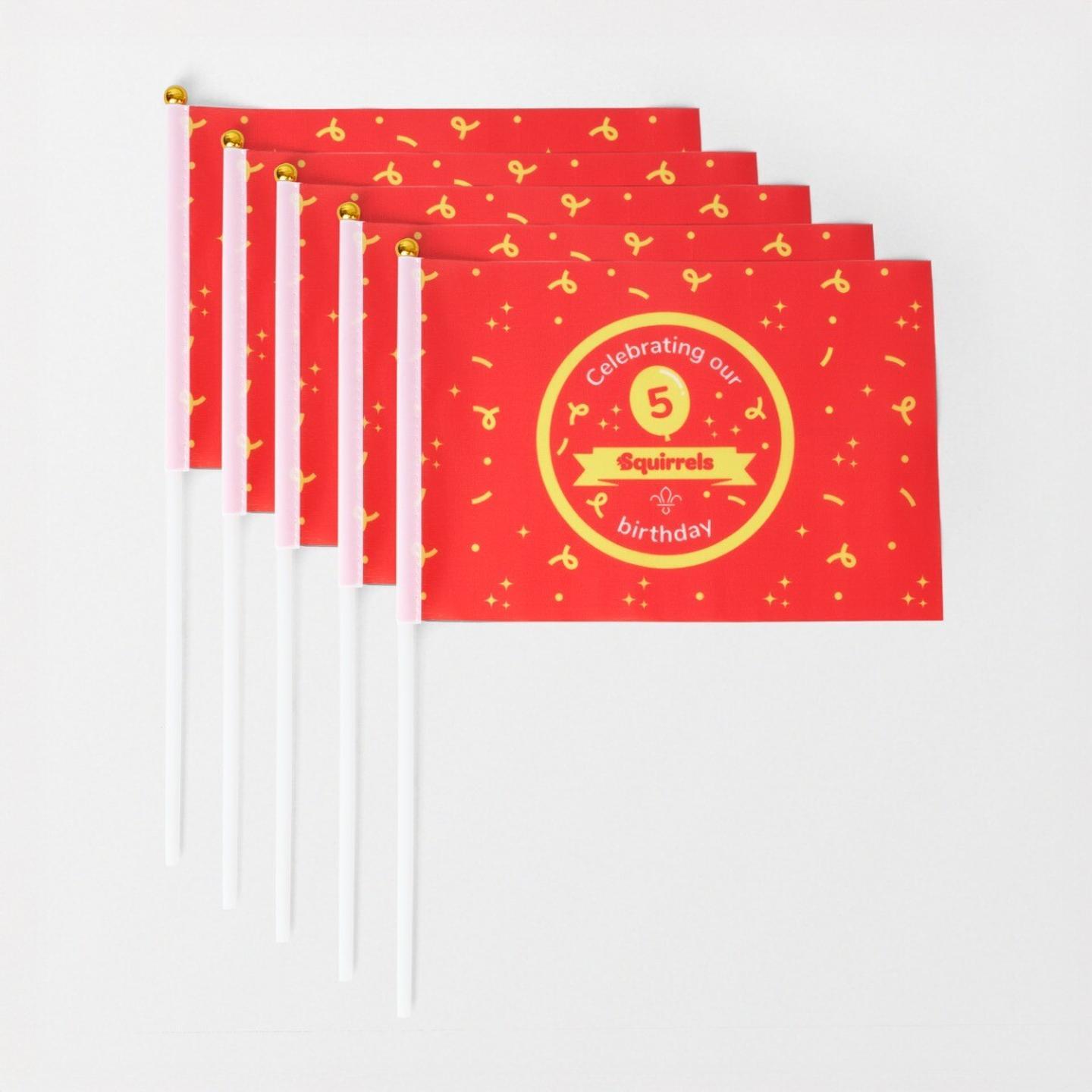 Squirrels 5th Birthday Mini Flags 5 Pack