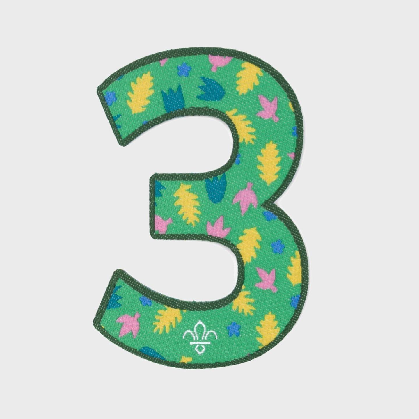 Iron-On Number Badge - 3 | Numerical Badge / Patch Scouts Badges