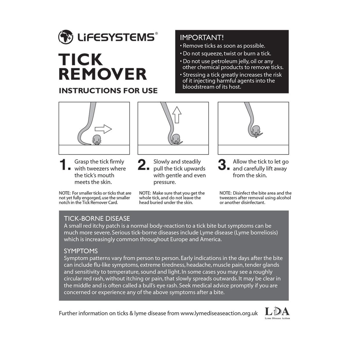 Lifesystems Tick Remover / Tweezers Compact Volunteer Leaders