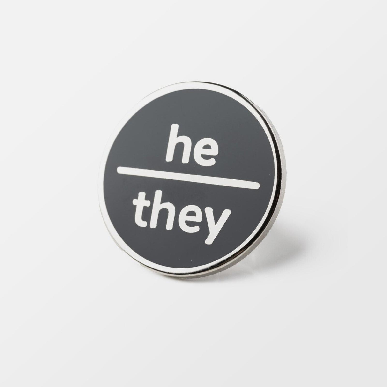 He / They Pronoun Pin Badge | Gender Pronoun Badge