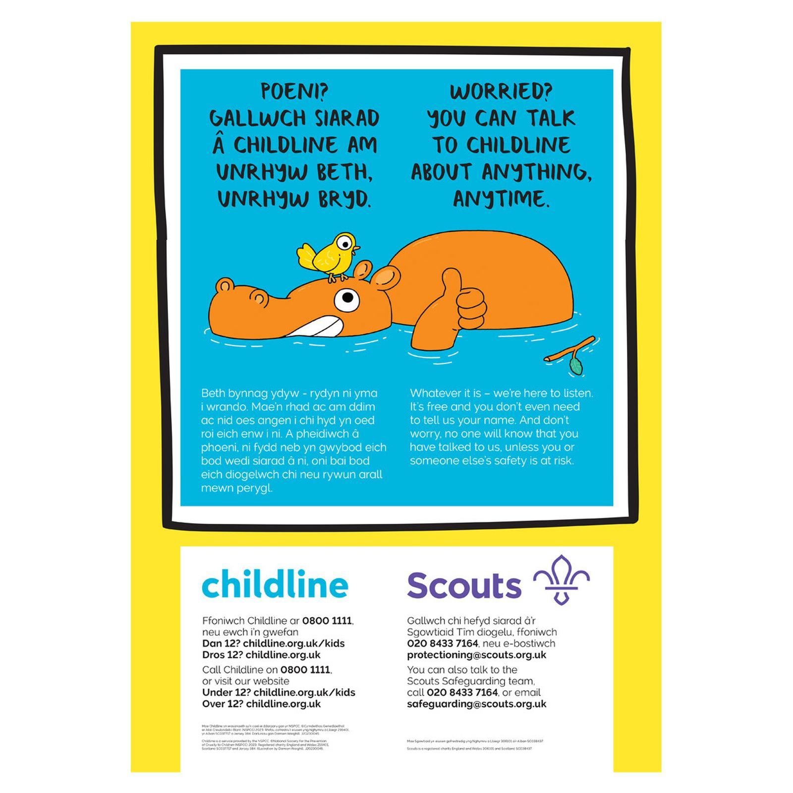 Childline Scouts A3 Poster Welsh 2024