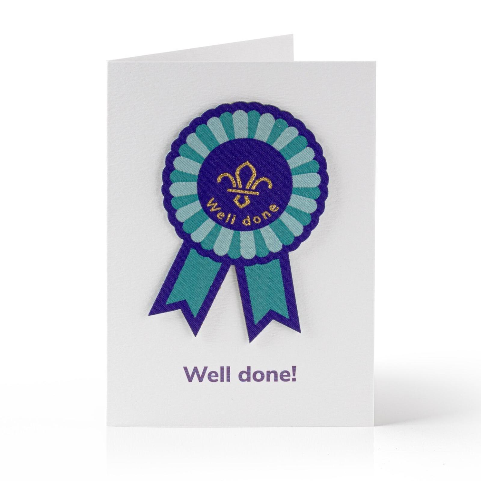 Scouts 'Well done' Card with Woven Badge and Envelope | Scouts Gifts