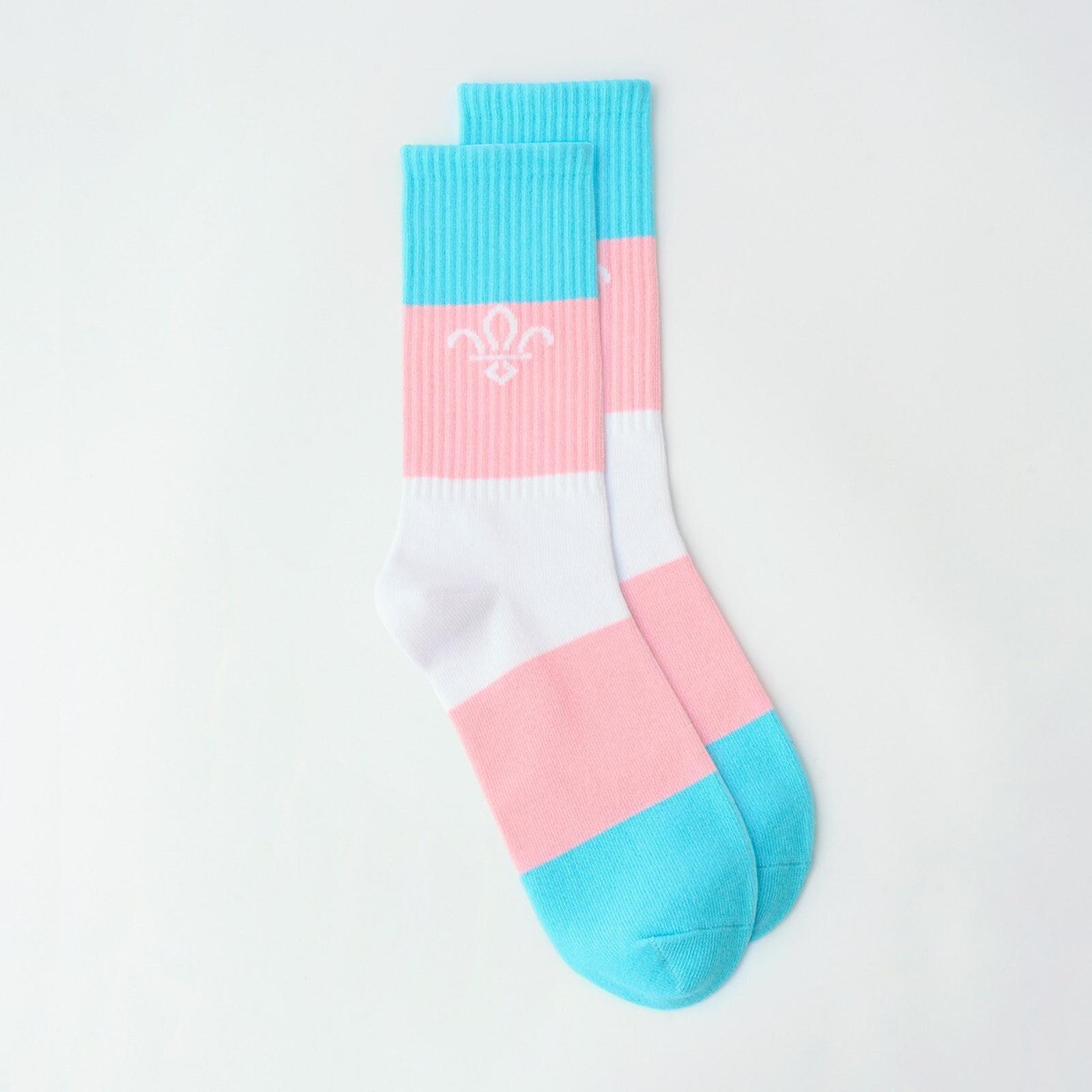 Scout Pride Socks - Trans Flag | 100% Cotton | Size 6 - 11