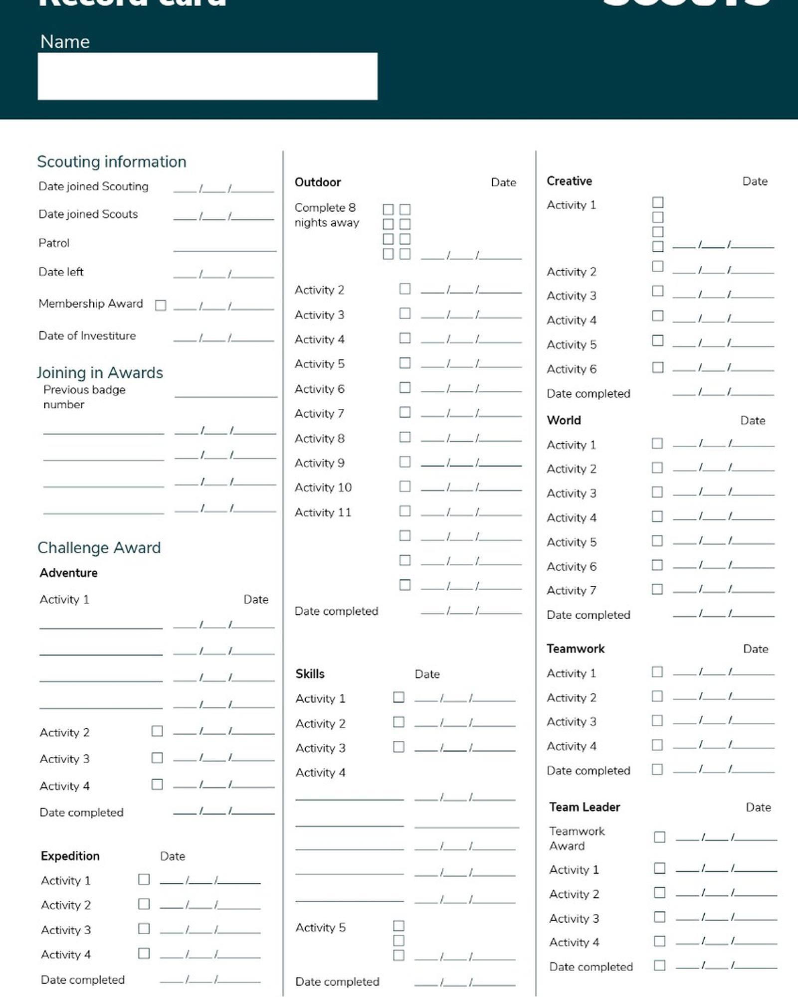 Scouts World Challenge Award Badge Volunteer Leaders