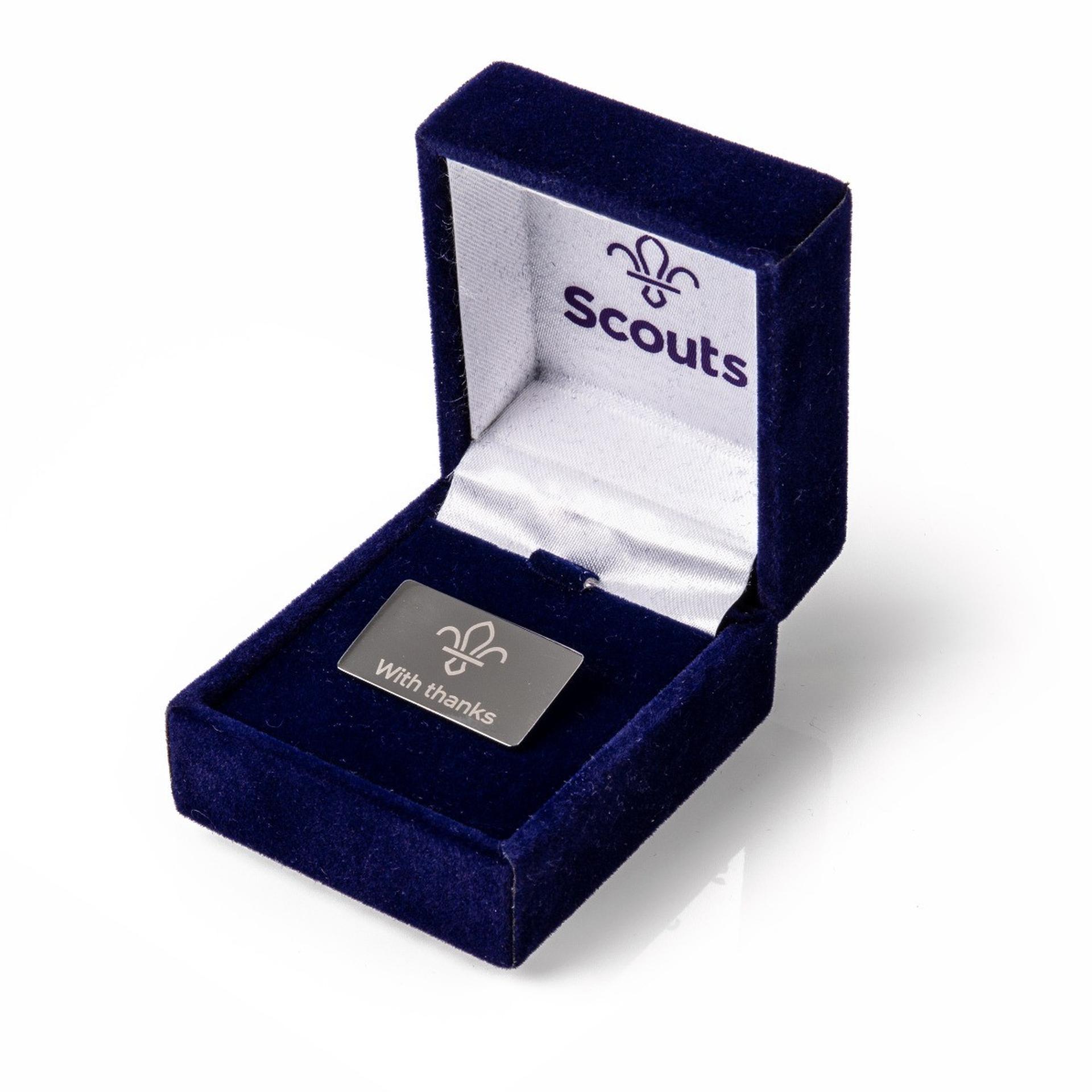 Scouts With Thanks Laser Etched Badge in Presentation Box