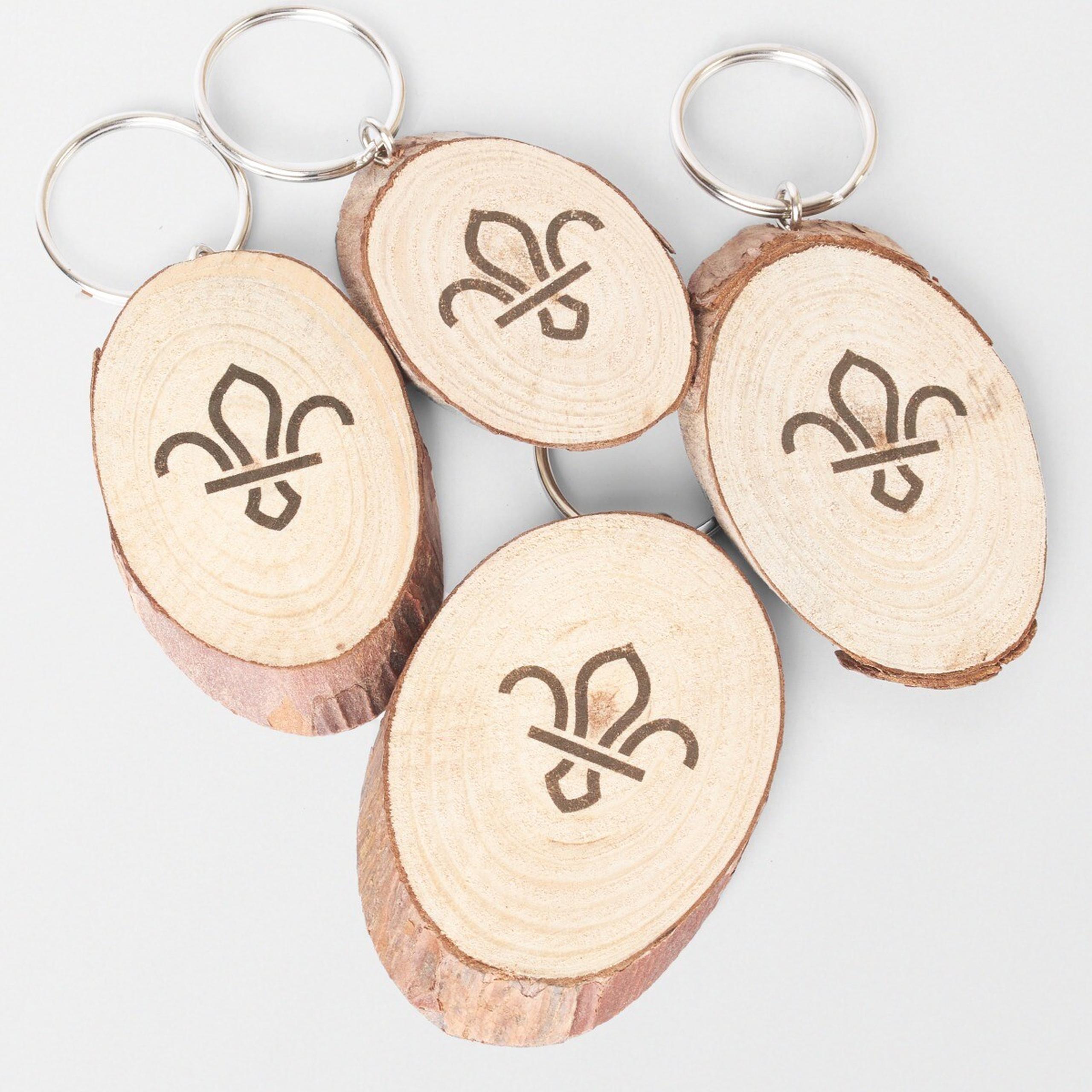 Scouts Wooden Keyring with Stacked Logo | Sticks FDL Design