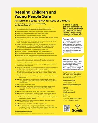 Scouts Yellow Card - Safeguarding Code of Conduct for Adults