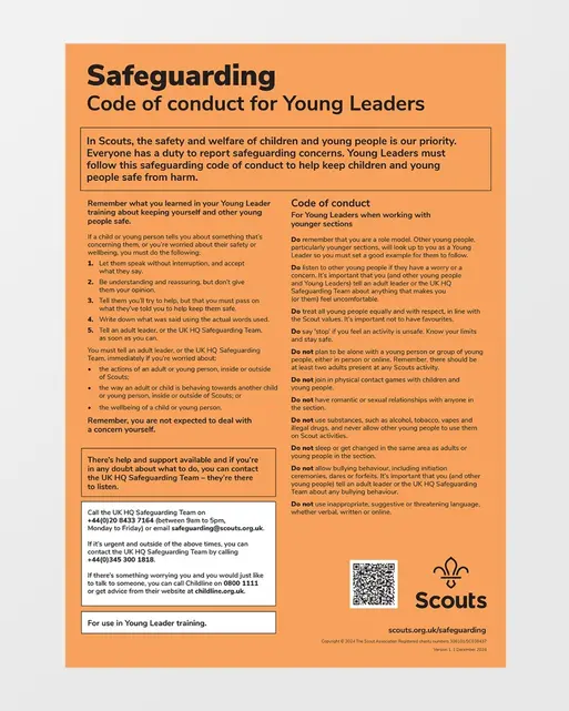 Scouts Yellow Card Poster - Safeguarding Code of Conduct for Adults